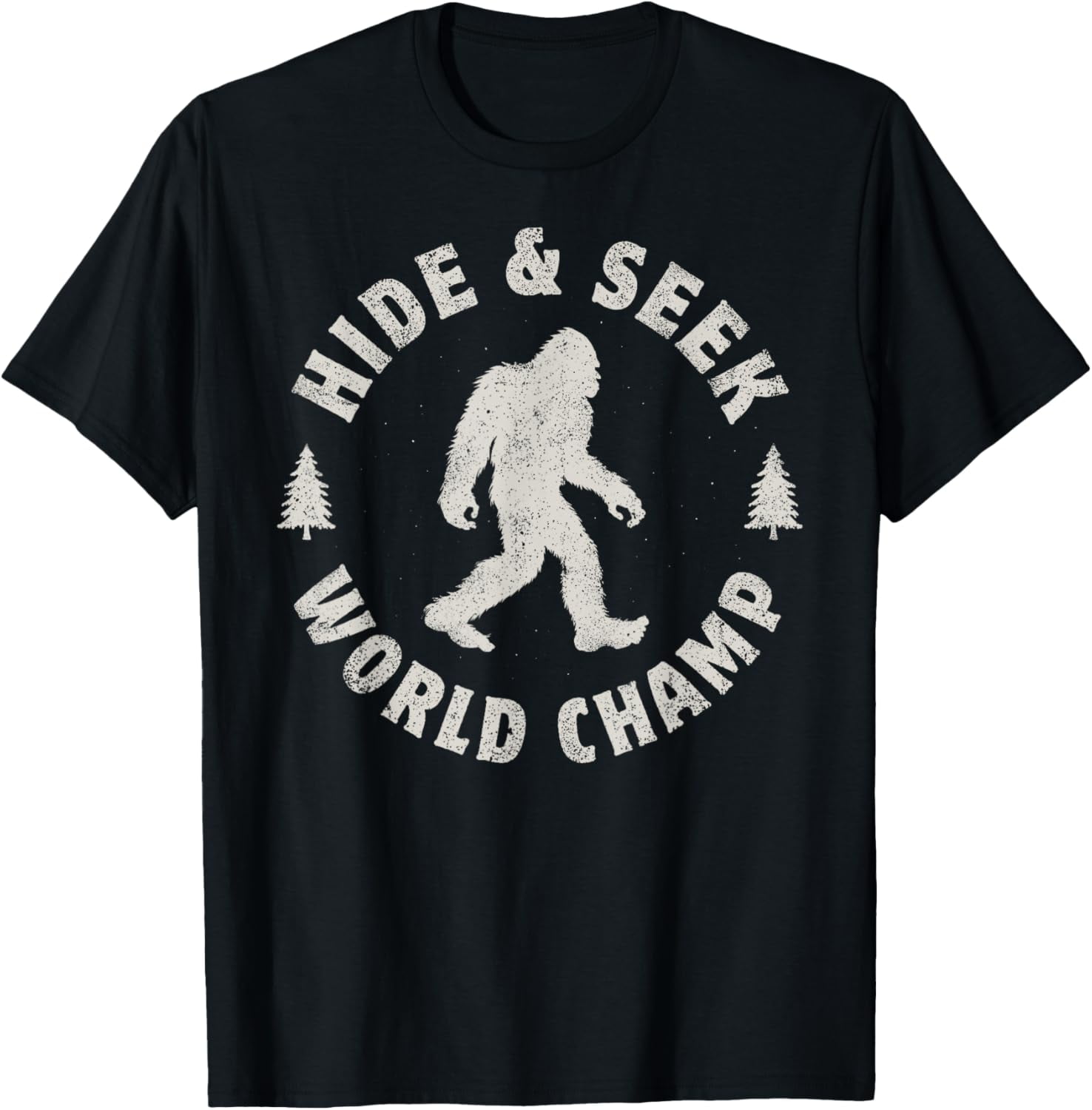 Bigfoot Hide And Seek World Champion Sasquatch Retro Vintage T-Shirt ...