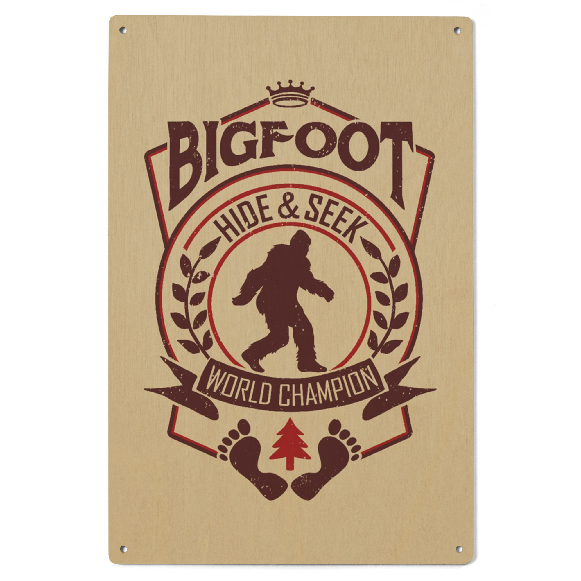 Bigfoot, Hide and Seek World Champion, Contour Birch Wood Wall Sign ...