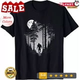 Bigfoot Hiding In Forest At Night Moon Stars Sasquatch Gift Unisex T ...