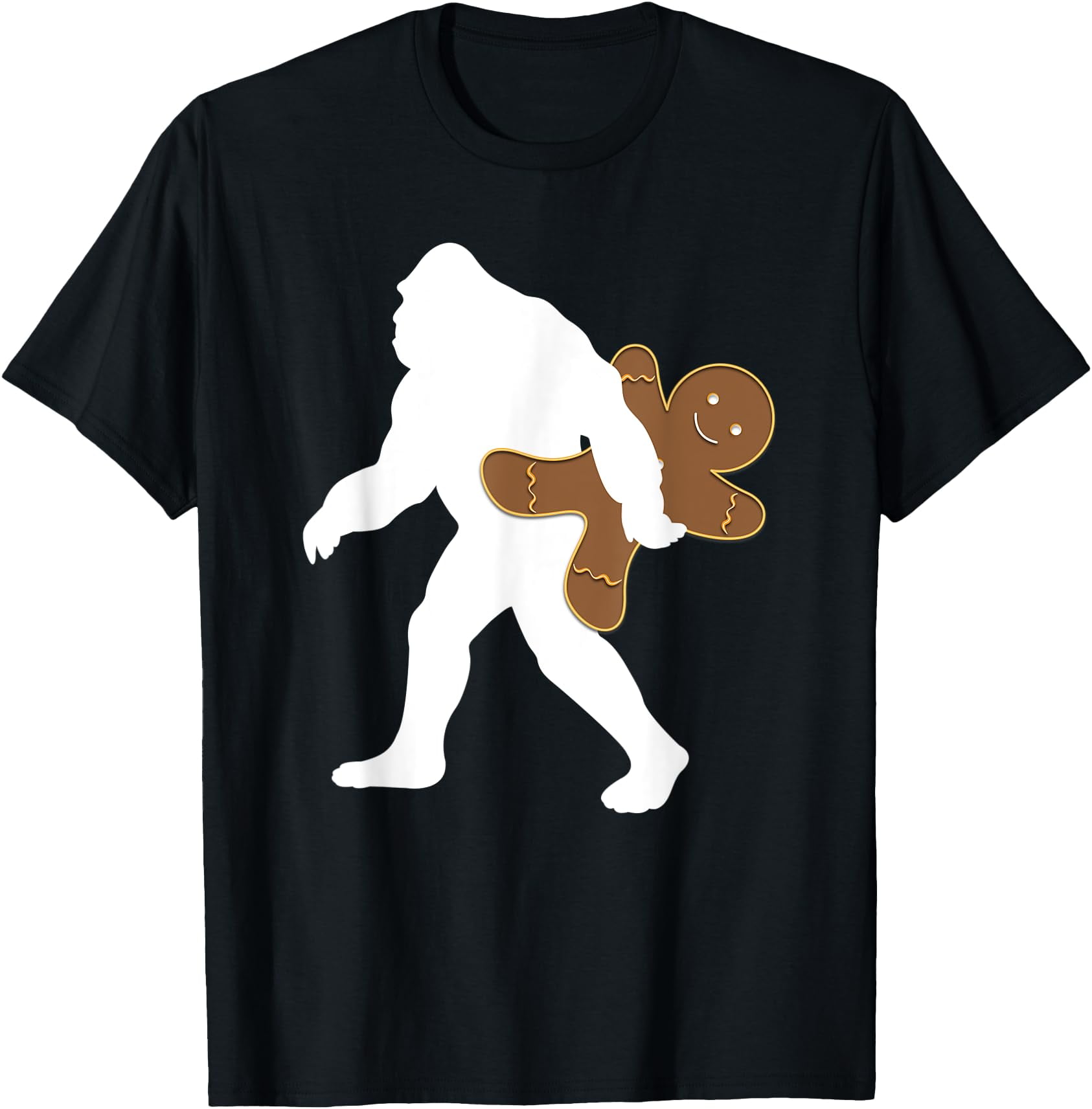 Bigfoot Holding Krismast Gingerbread Man Cookie T-Shirt - Walmart.com
