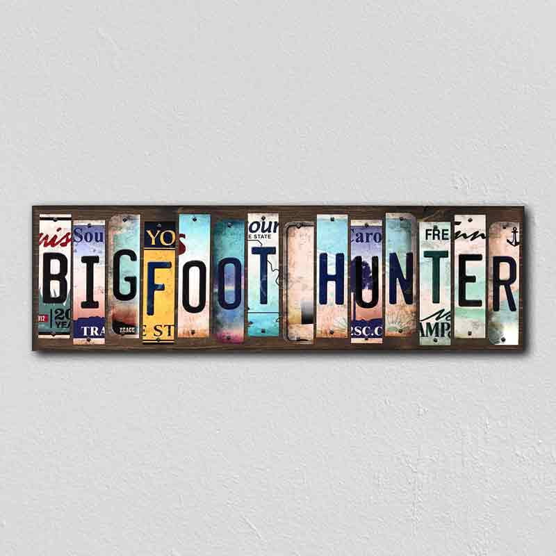 Bigfoot Hunter License Plate Tag Strips Novelty Wood Signs WS-318 8" x ...
