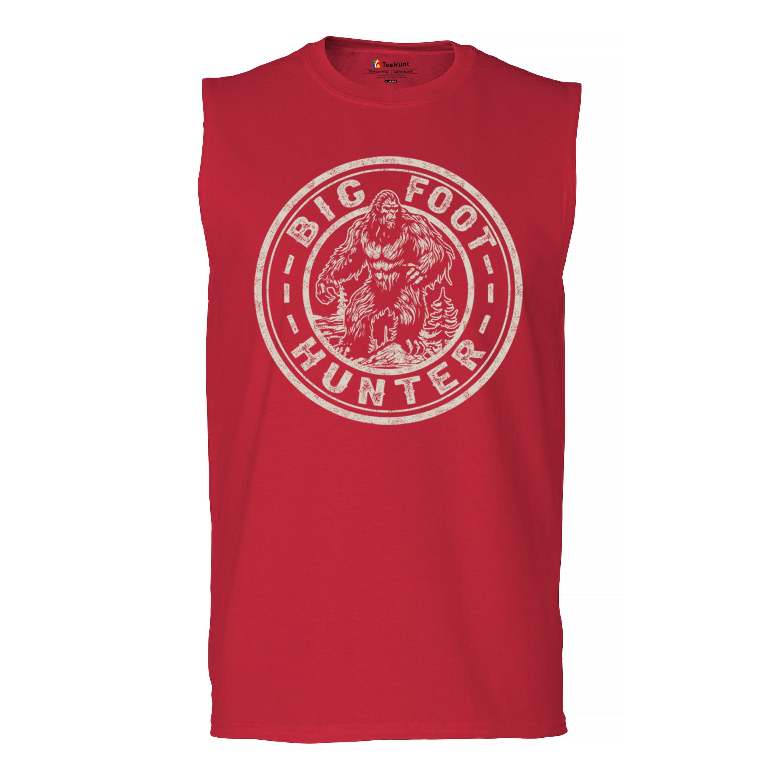 Bigfoot Hunter Muscle Shirt Funny Vintage Sasquatch Joke Believe Hide ...
