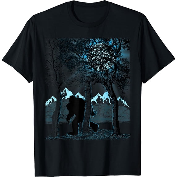 Bigfoot In The Forest Hiding Under The Moon T-Shirt - Walmart.com