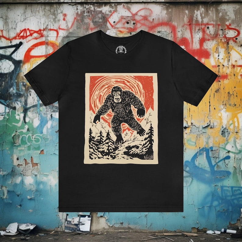 Bigfoot Japanese Woodcut Shirt | Yeti Tee Unique Sasquatch Design ...