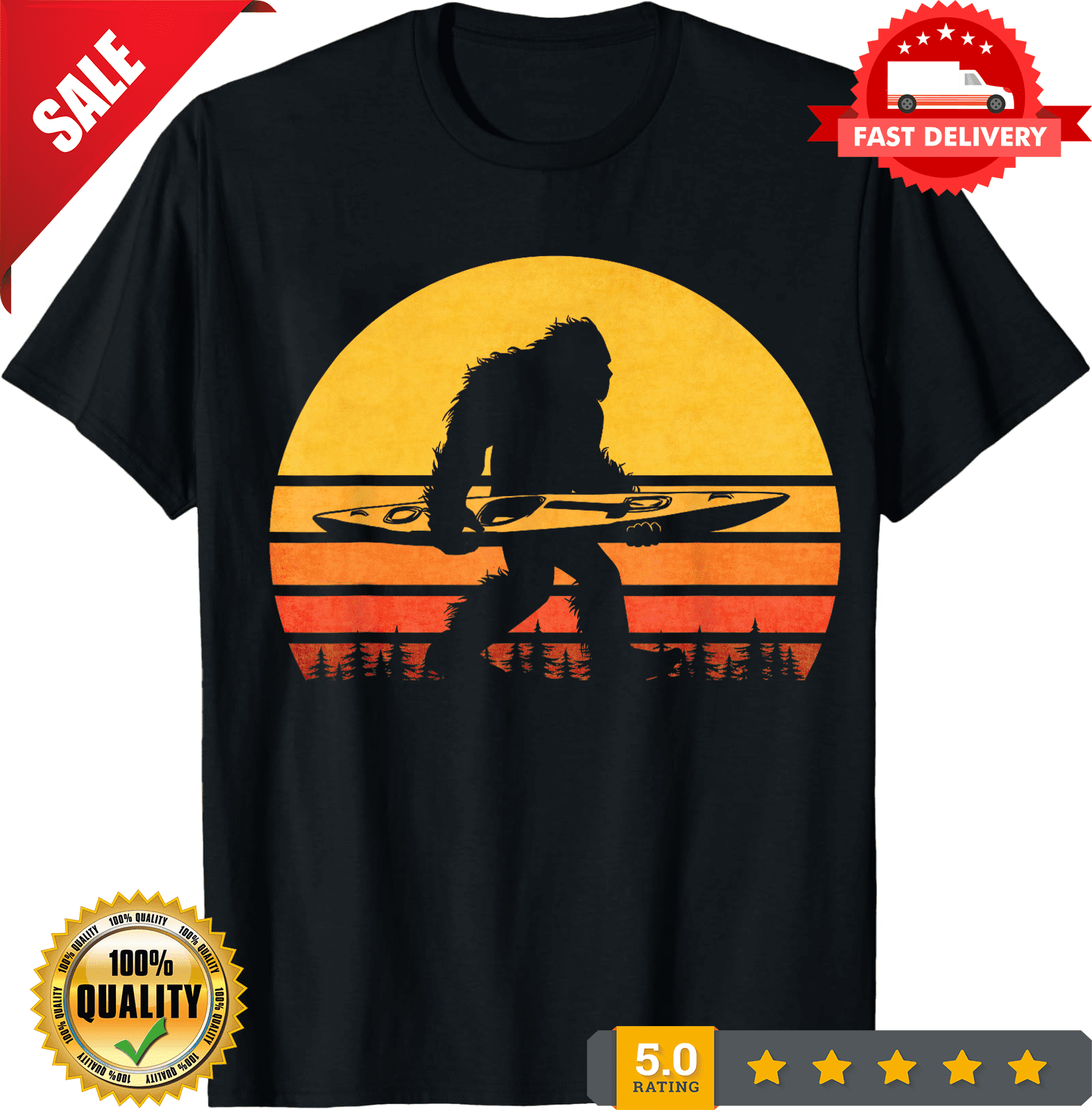 Bigfoot Kayak Sasquatch Kayaking Kayak T Shirt, LIMITED EDITION-TH63263 ...