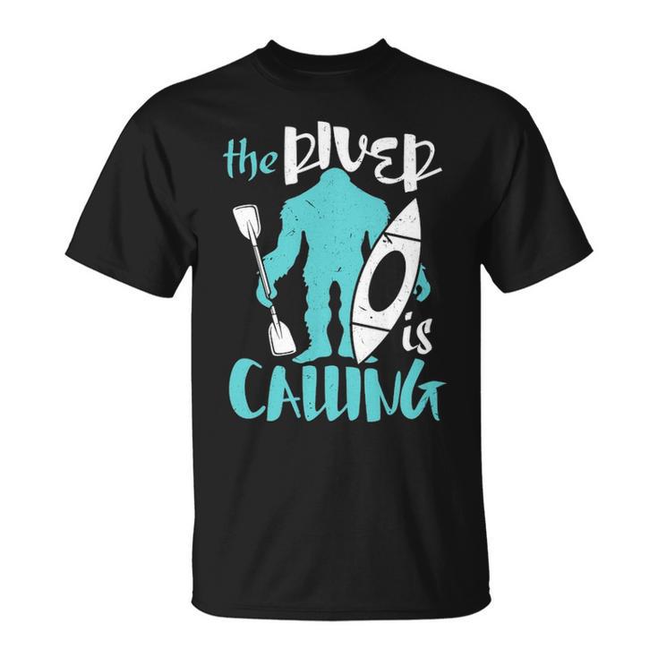 Bigfoot Kayaking Sasquatch River Is Calling Graphic Tee Unisex Adult ...