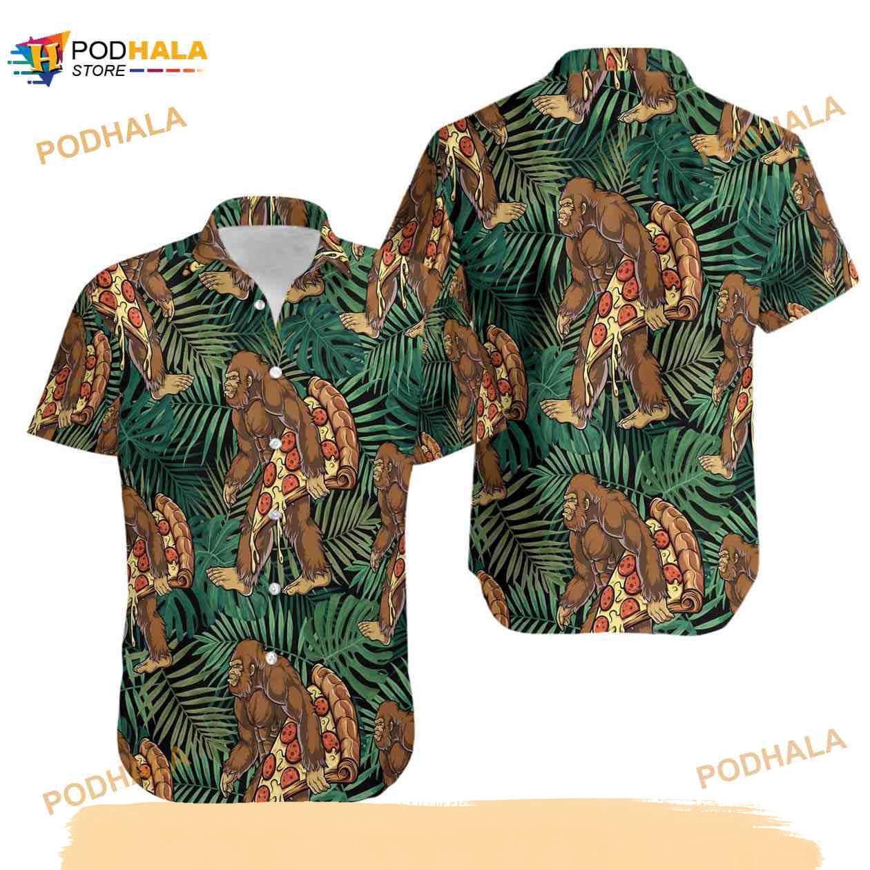 Bigfoot Like Pizza Camping Tropical Hawaiian Shirt, Button Up Aloha ...