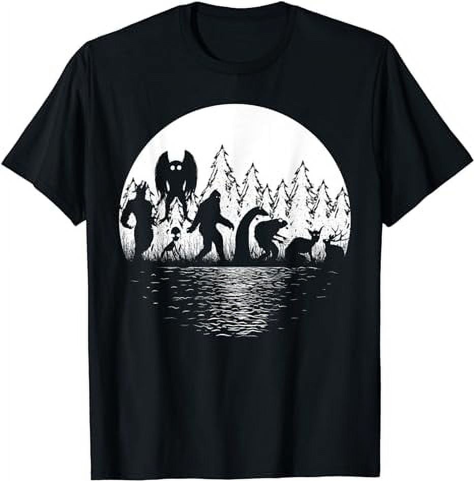 Bigfoot Loch Ness Monster Mothman and Dogman! Cryptid Moon T-Shirt ...