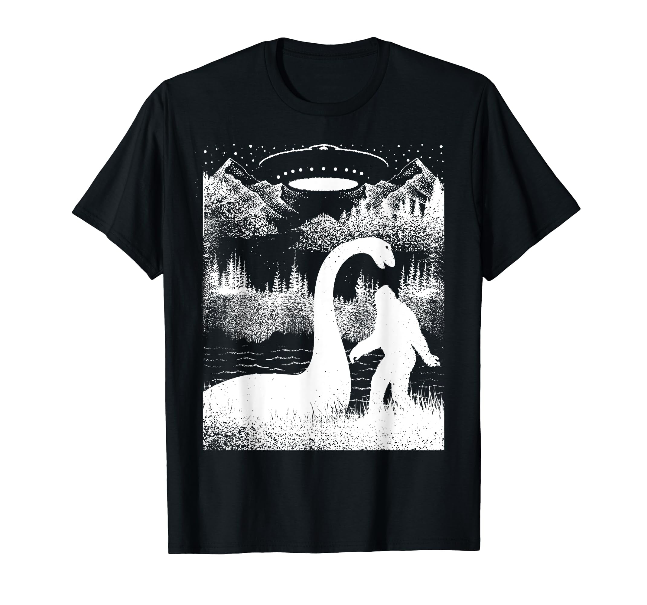 Bigfoot Loch Ness Monster Nessie Funny Sasquatch Ufo Cryptid Black T-Shirt - Walmart.com