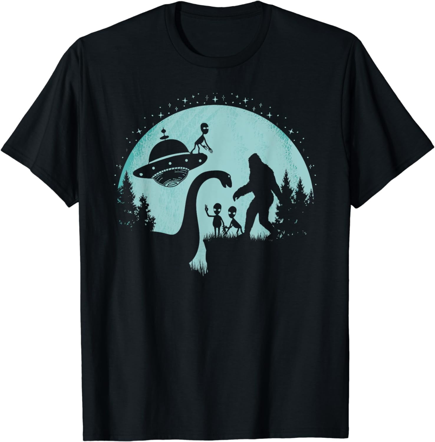 Bigfoot Loch Ness Monster Nessie Sasquatch Ufo Funny Aliens T-Shirt - Walmart.com