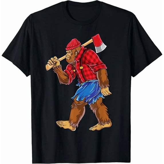 Bigfoot Lumberjack Axe Funny Cryptid Hunter Unisex T-Shirt, Size S-5XL ...