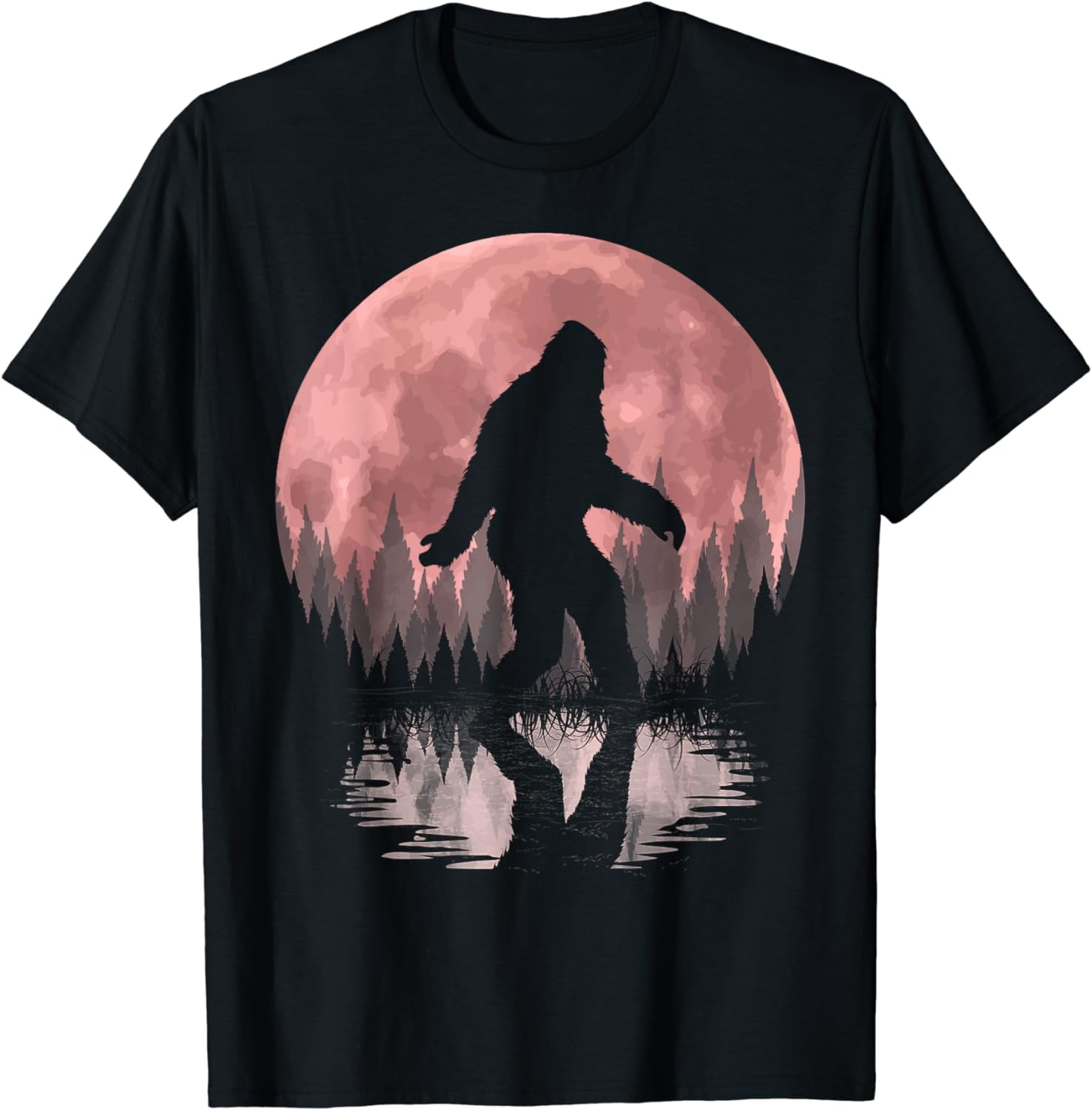 Bigfoot Moon Graphic Night Forest! Cool Sasquatch Men women T-Shirt ...