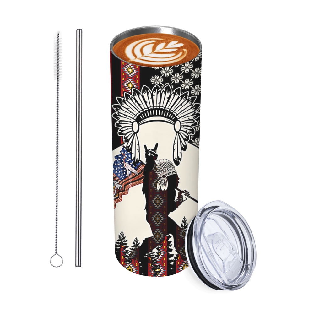 Bigfoot Native American Flag 20oz Coffee Mug Cup,Stainless Steel ...