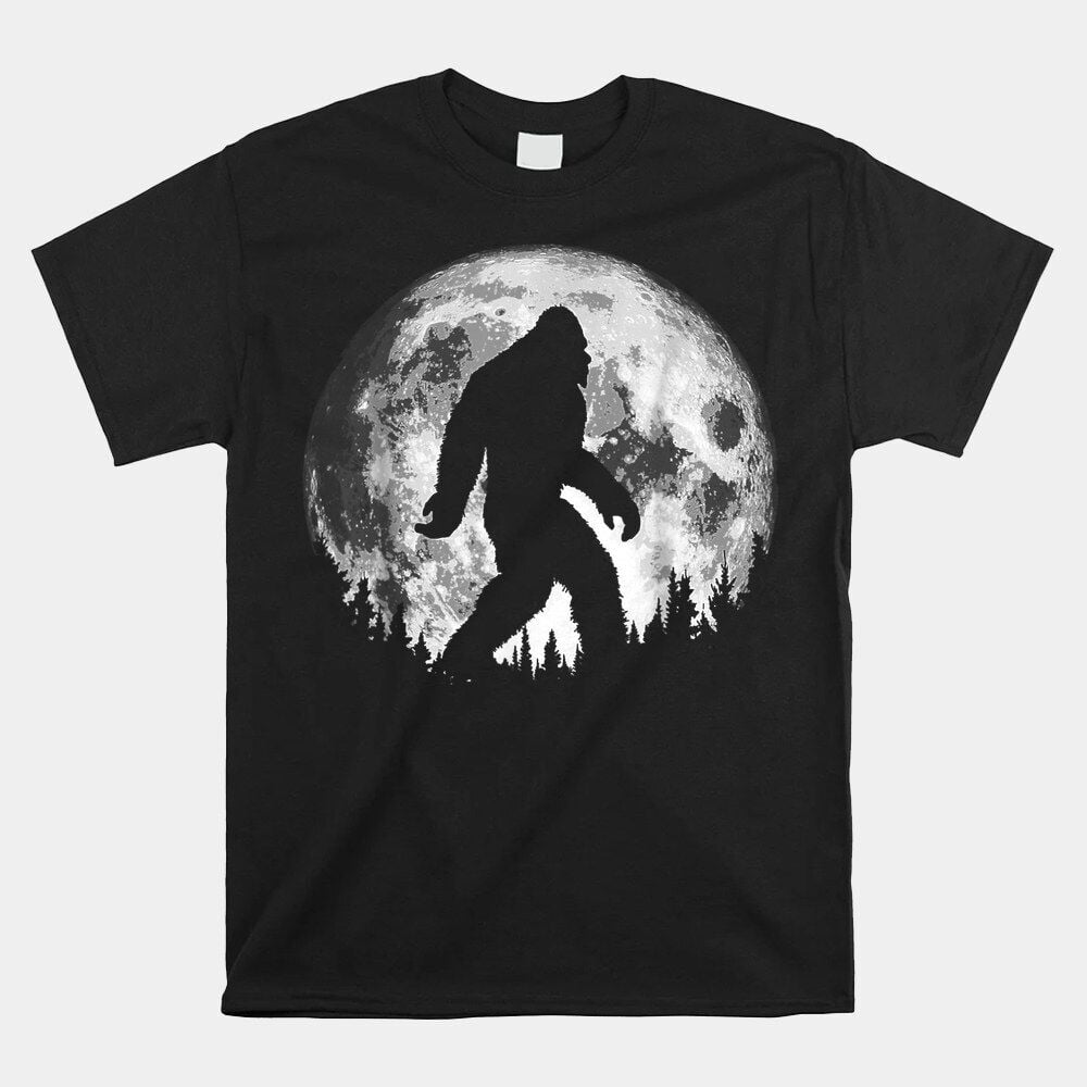 Bigfoot Night Stroll Cool Full Moon Night And Trees T-shirt Size S-5XL ...