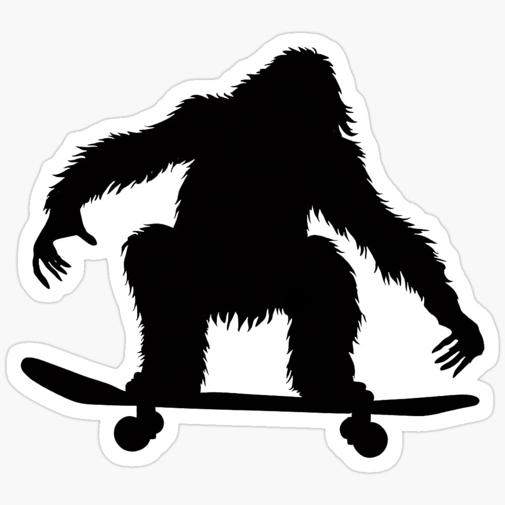 Bigfoot On Skateboard Silhouette Sticker Phone Decal Water Bottle ...