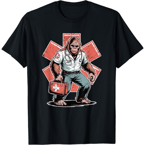 Bigfoot Paramedic Emt Rescue Sasquatch First Aid Hero T-Shirt, Unisex T ...