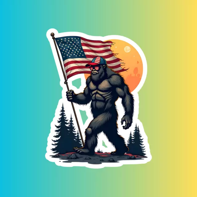 Bigfoot Patriotic Sticker American Flag Yeti Sasquatch Usa Freedom ...