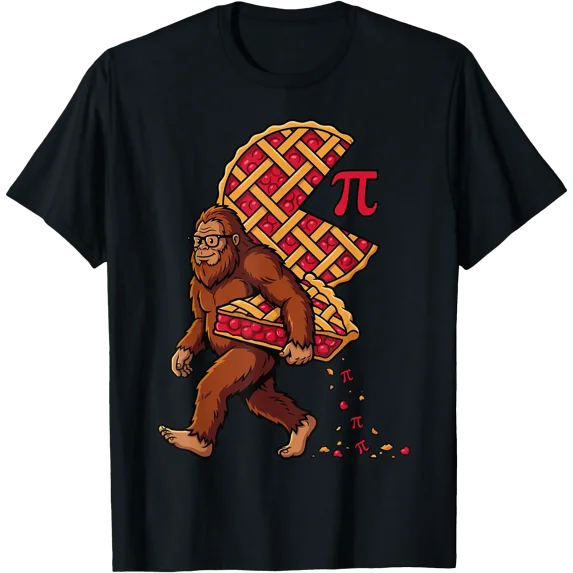 Bigfoot Pi Day Funny Sasquatch 3.14 Math Pie Lover T-Shirt, Unisex T ...