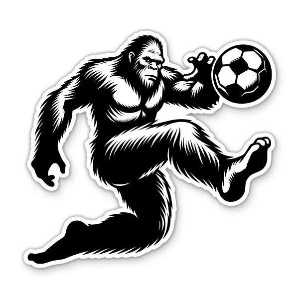 Bigfoot Playing Soccer Sticker Phone Decal Water Bottle Stickers Car ...
