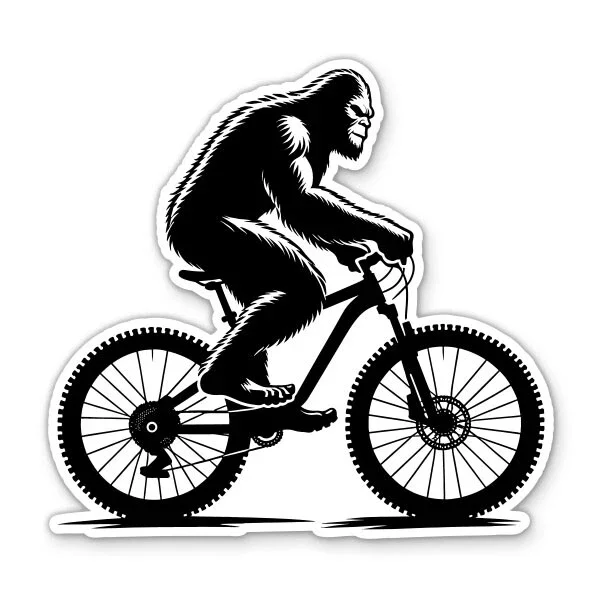 Bigfoot Riding A Mountain Bike Sticker Phone Decal Water Bottle ...