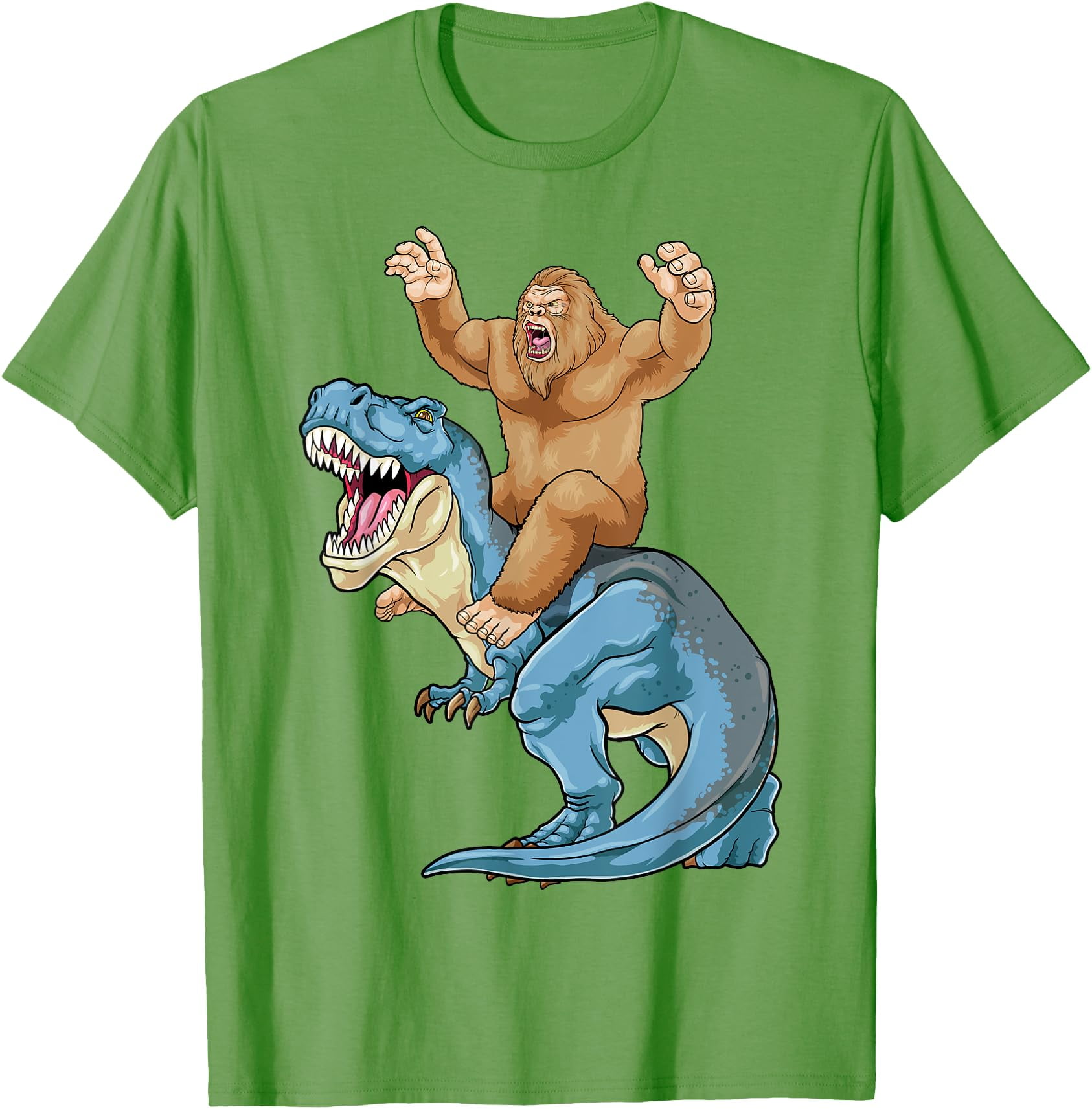 Bigfoot Riding Dinosaur T Rex Cute Sasquatch Dino Unisex T-Shirt for ...