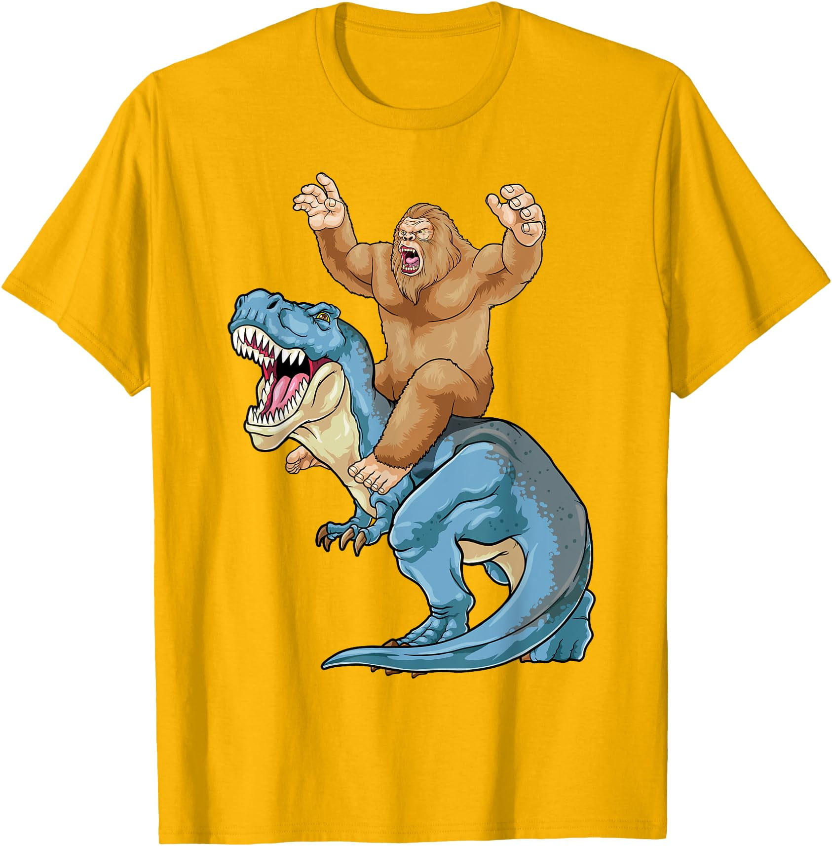 Bigfoot Riding Dinosaur T Rex Cute Sasquatch Dino Unisex T-Shirt for ...