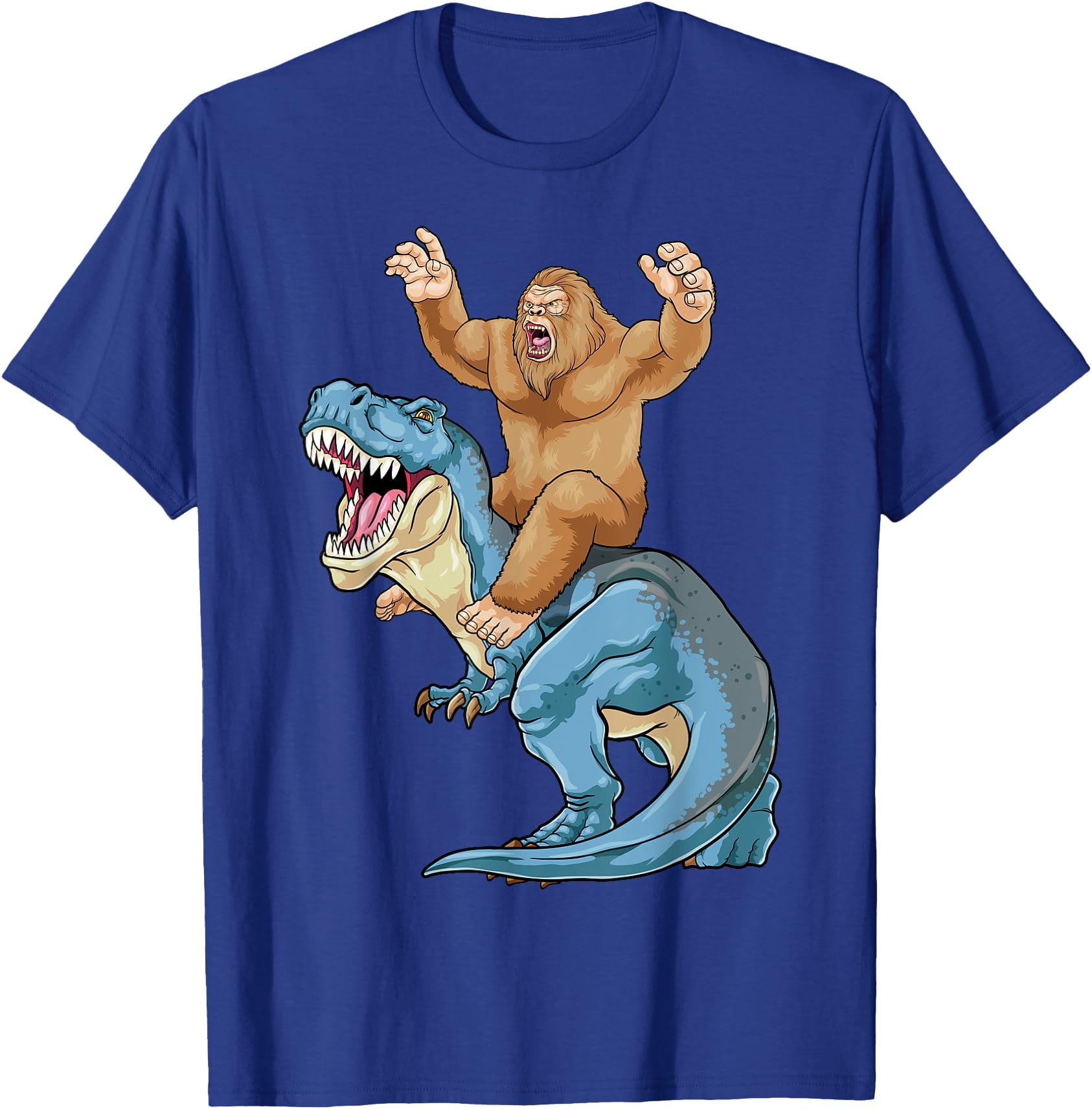 Bigfoot Riding Dinosaur T Rex Cute Sasquatch Dino Unisex T-Shirt for ...