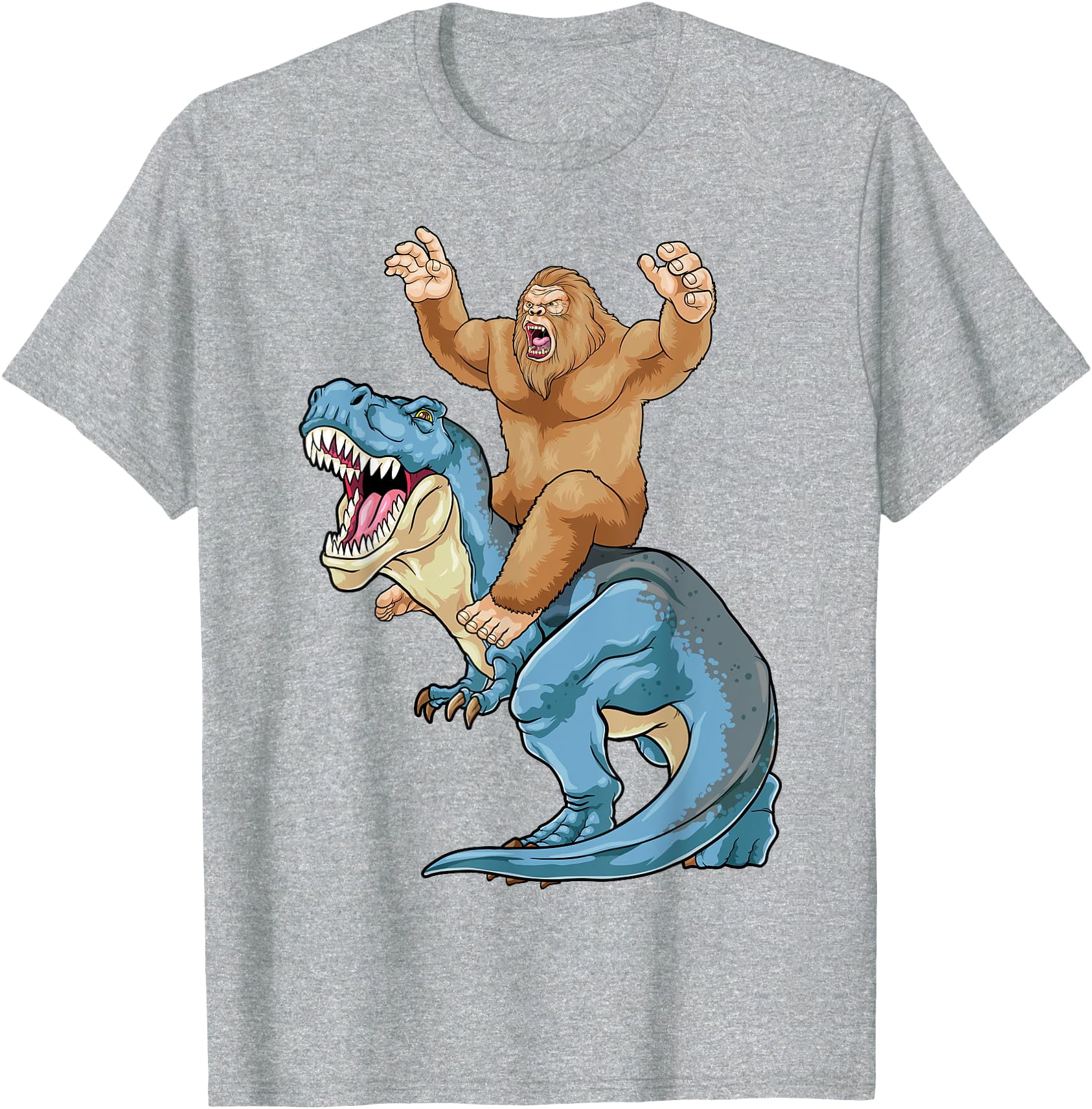 Bigfoot Riding Dinosaur T Rex Cute Sasquatch Dino Unisex T-Shirt for Men Women Kids Toddler ...