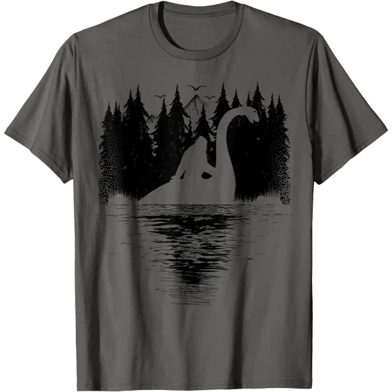 Bigfoot Riding Loch Ness Monster! Funny Sasquatch Nessie T-Shirt ...