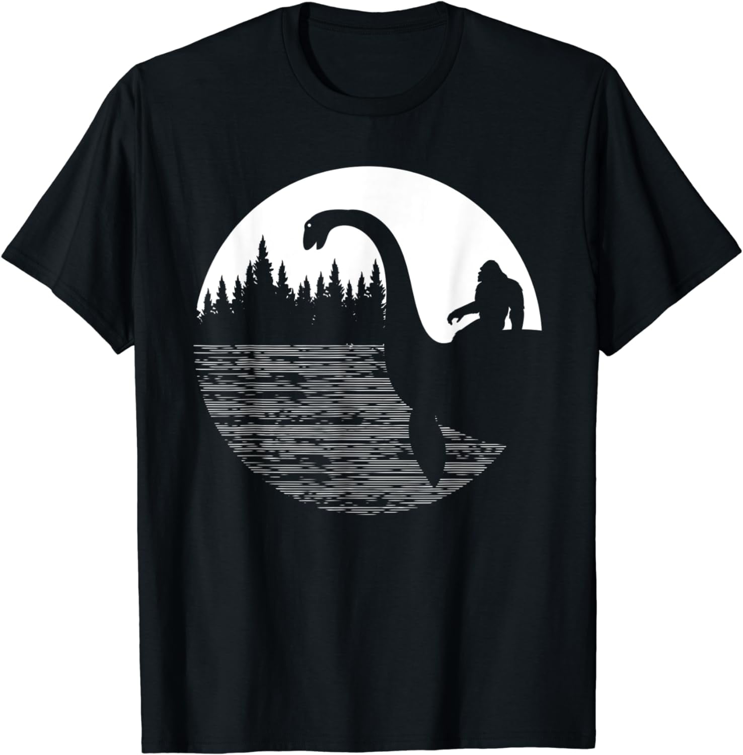 Bigfoot Riding Loch Ness Monster Funny Sasquatch Nessie T-Shirt - Walmart.com