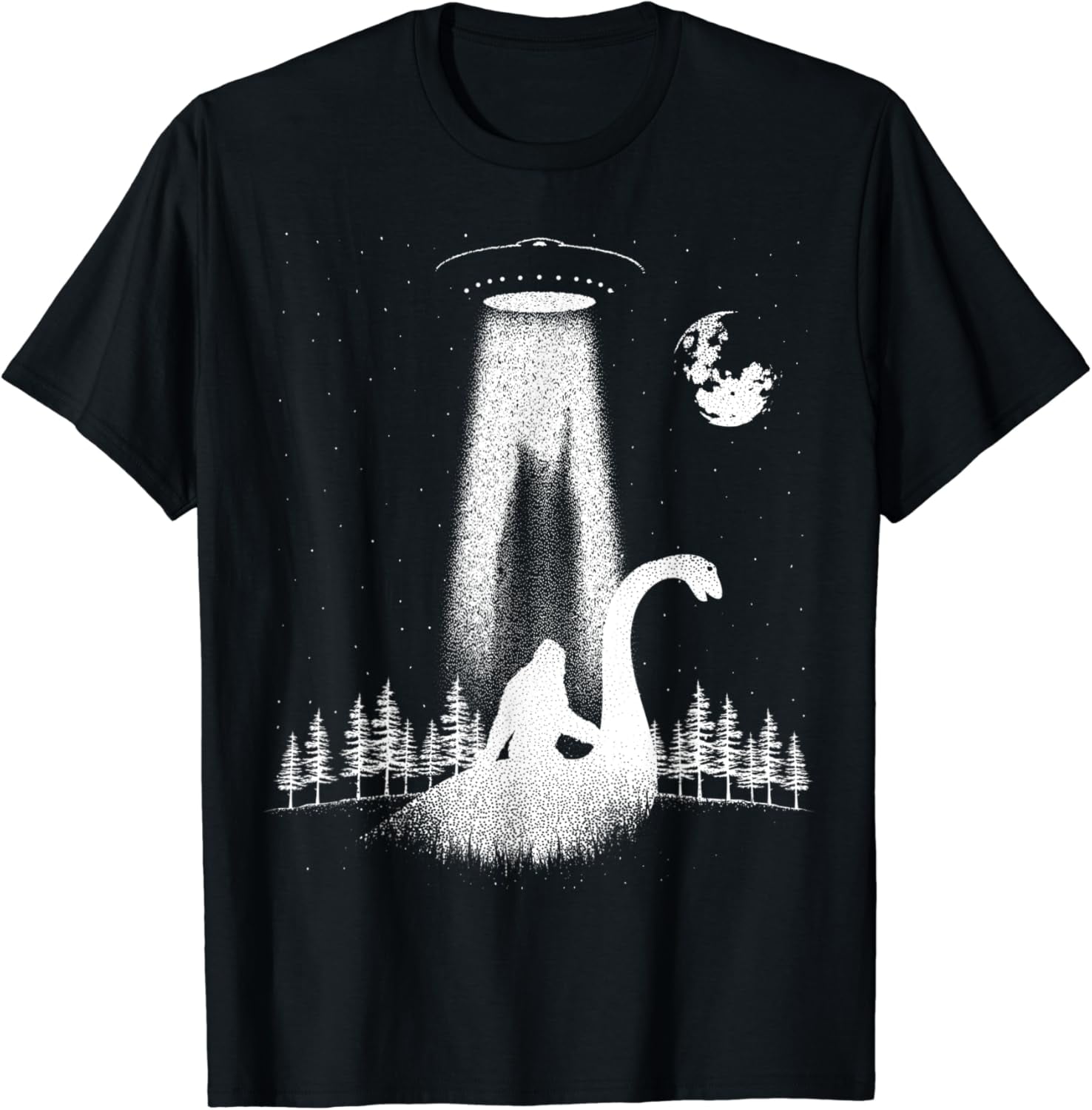 Bigfoot Riding Loch Ness Monster Nessie! Funny Sasquatch Ufo T-Shirt ...
