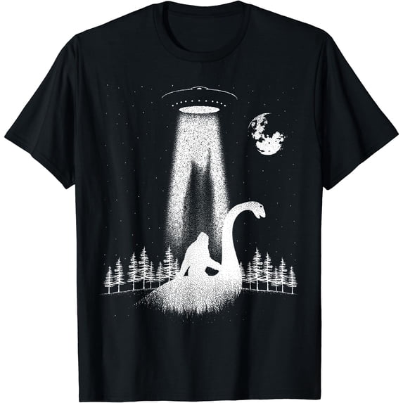 Bigfoot Riding Loch Ness Monster Nessie! Funny Sasquatch Ufo T-Shirt ...