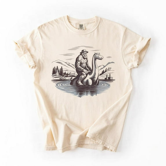 Bigfoot Riding Loch Ness Monster Sweatshirt: Cryptid Tee All Size S-3Xl ...