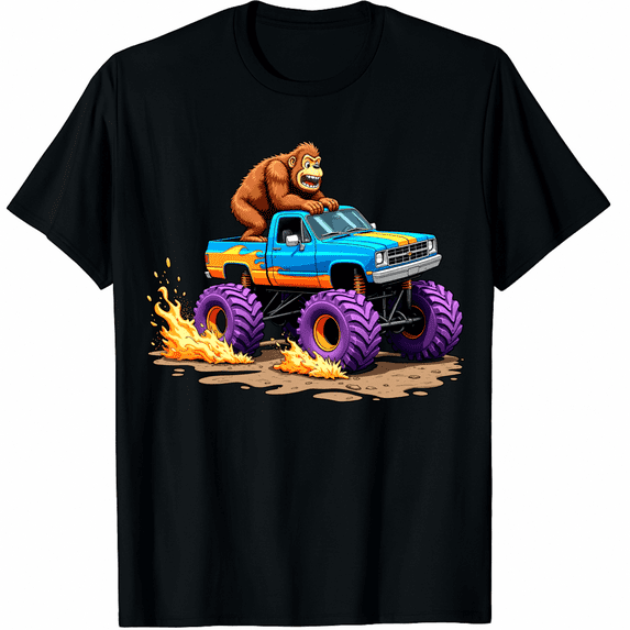 Bigfoot Riding Monster Truck Funny Sasquatch Monster Truck Graphic ...