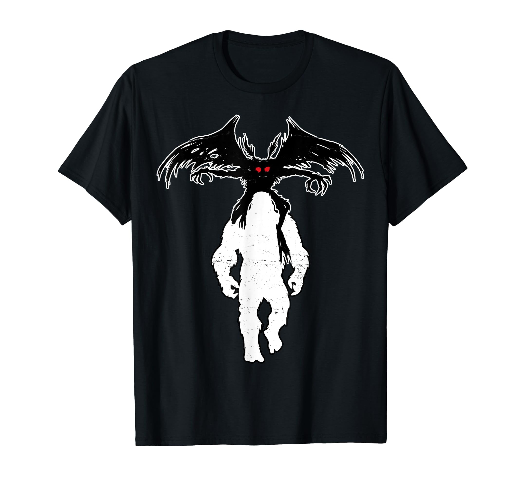 Bigfoot Riding Mothman - Funny Sasquatch Myth Cryptid Horror Black T-Shirt - Walmart.com
