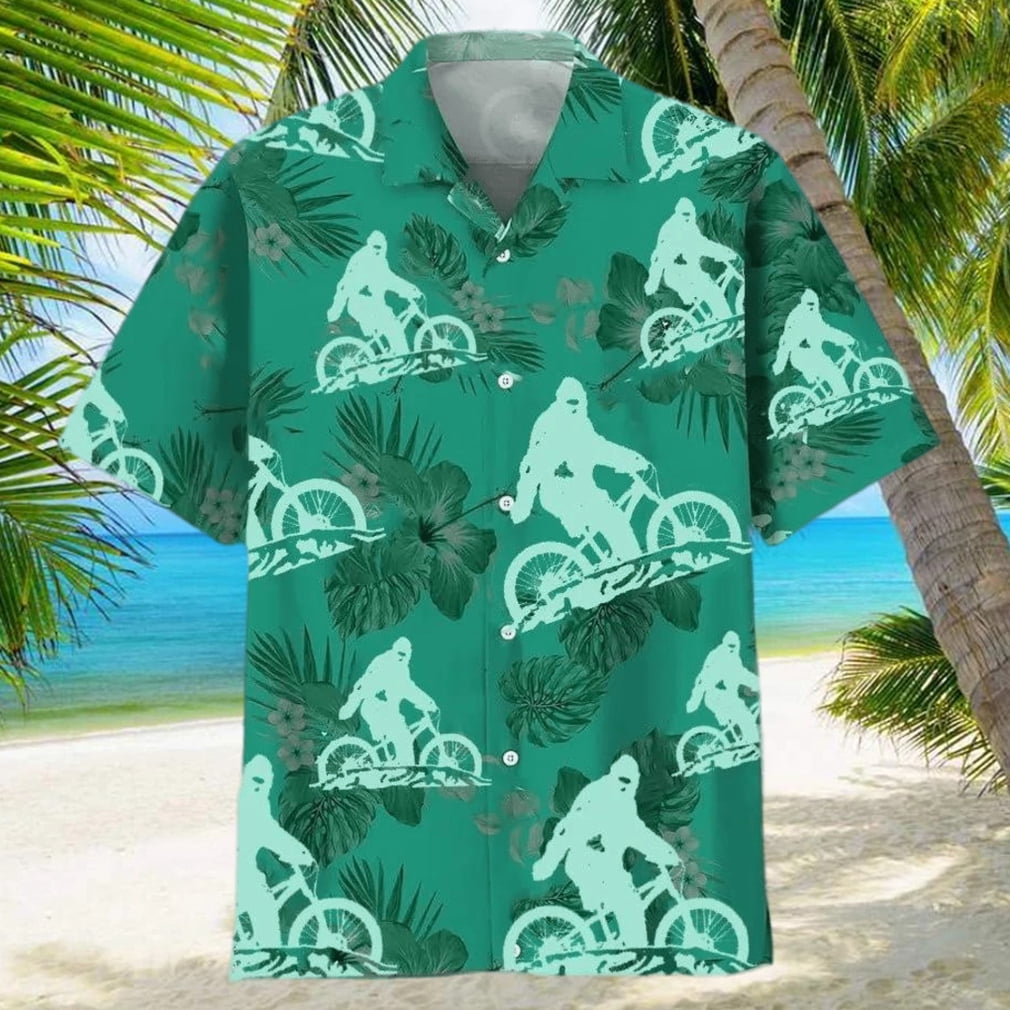 Bigfoot Riding Mountain Bike Hawaiian Shirt Funny Hawaiian Shirt ...