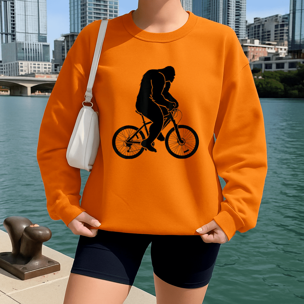 Bigfoot Riding a Mountain Bike Funny Sasquatch MTB Sweatshirt, for Men & Women, up to Size 5XL ...