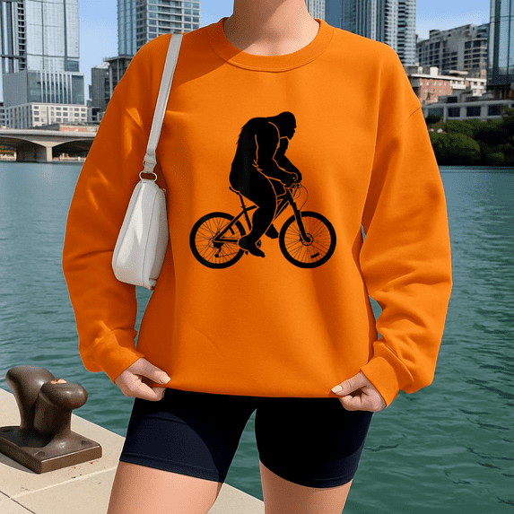 Bigfoot Riding a Mountain Bike Funny Sasquatch MTB Sweatshirt, for Men & Women, up to Size 5XL ...