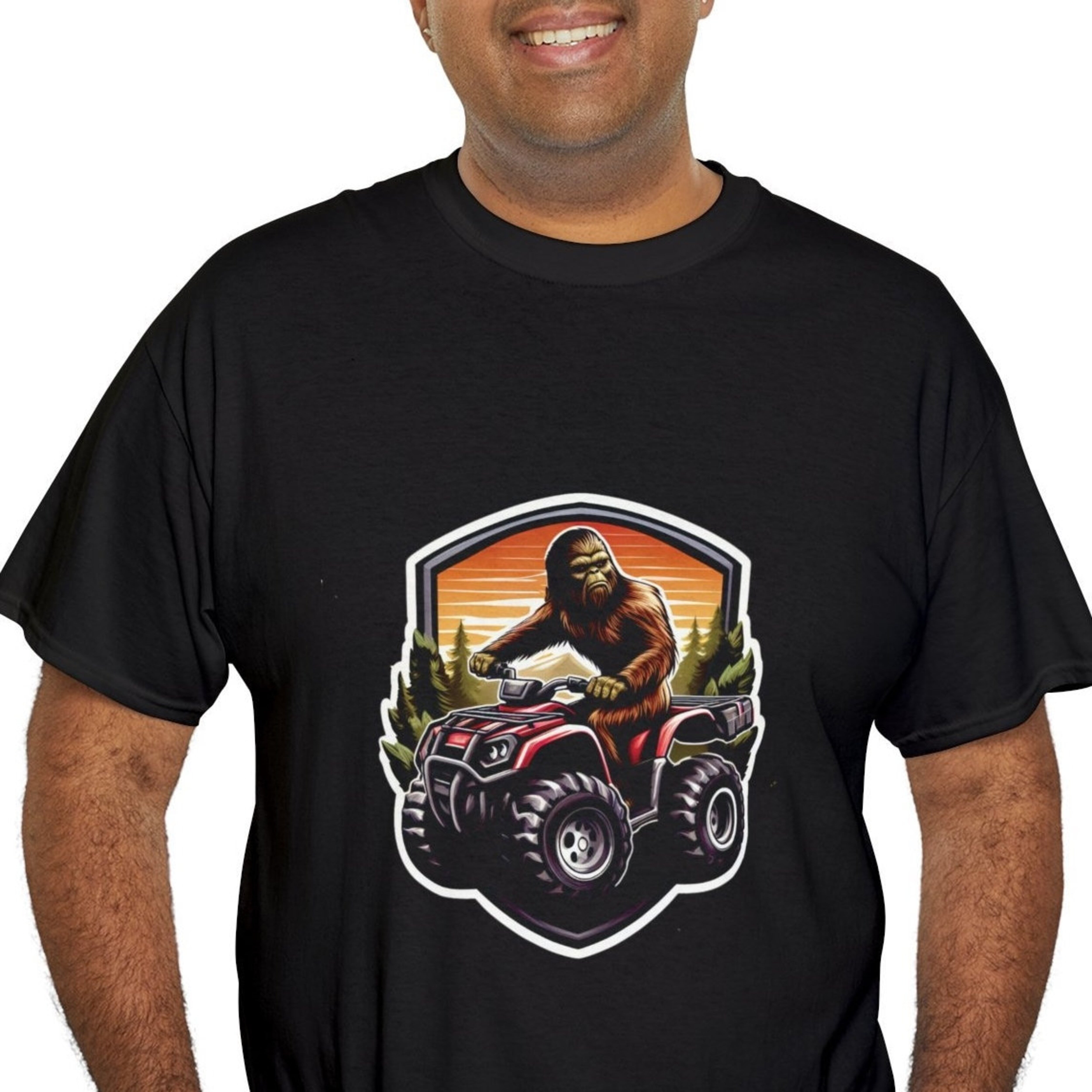 Bigfoot Riding an ATV Shirt, Funny Sasquatch TShirt, Quad Riding ...