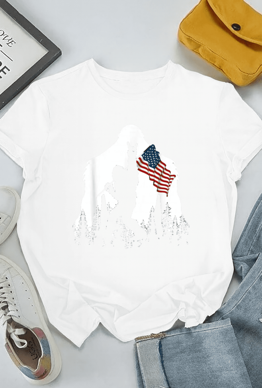 Bigfoot Rock On American Flag Sasquatch Believer Gift up to Size 5XL Unisex T-Shirt - Walmart.com