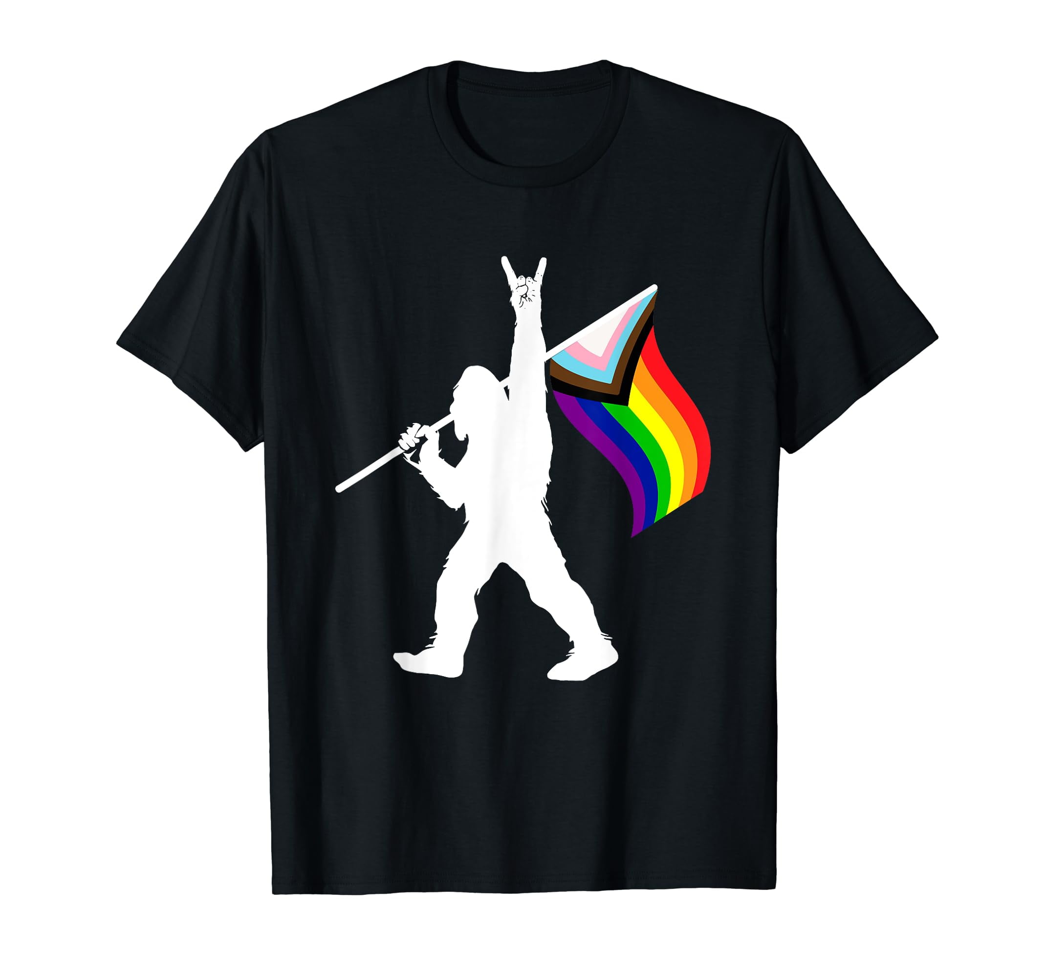 Bigfoot Rock On LGBTQ Progressive New Pride Flag T-Shirt - Walmart.com