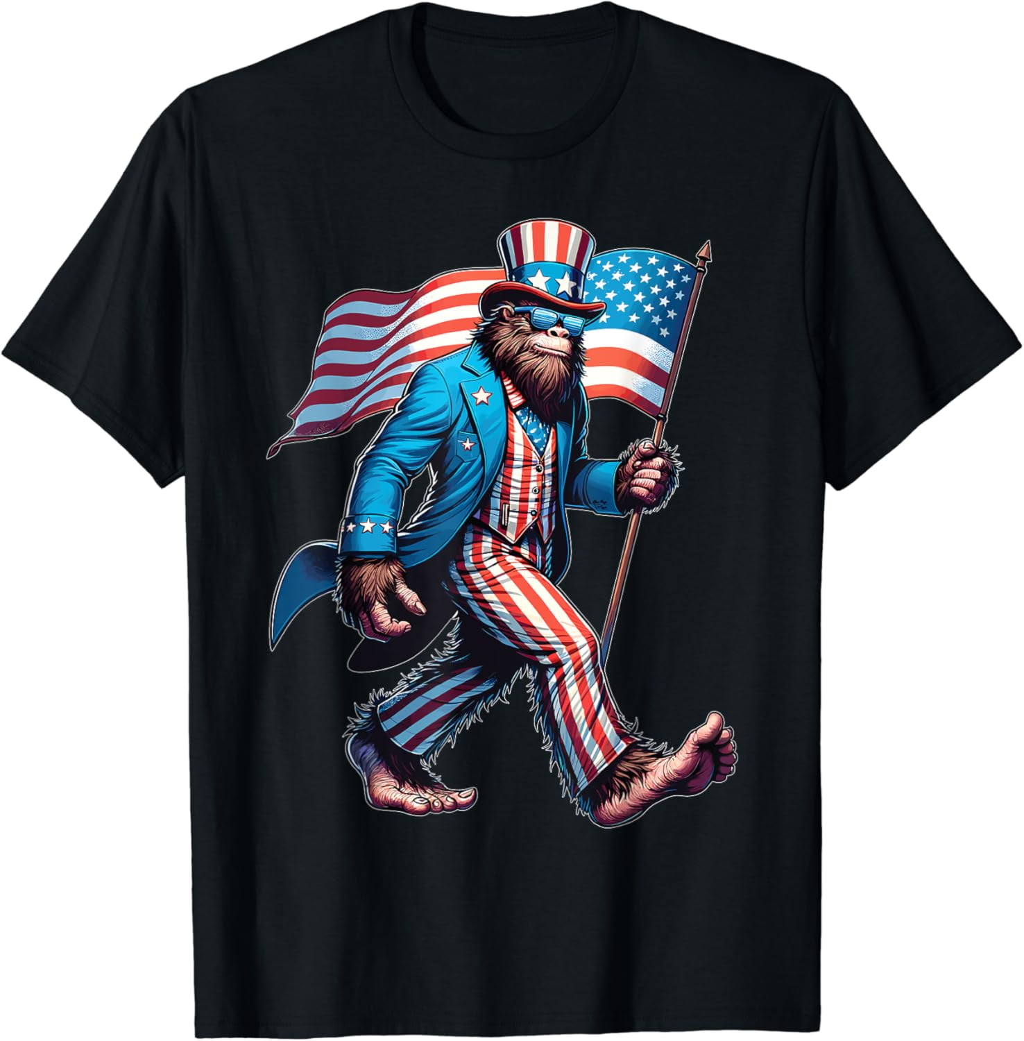 Bigfoot Sasquatch 4Th Of July Shirts Patriotic American Flag T-Shirt - Walmart.com