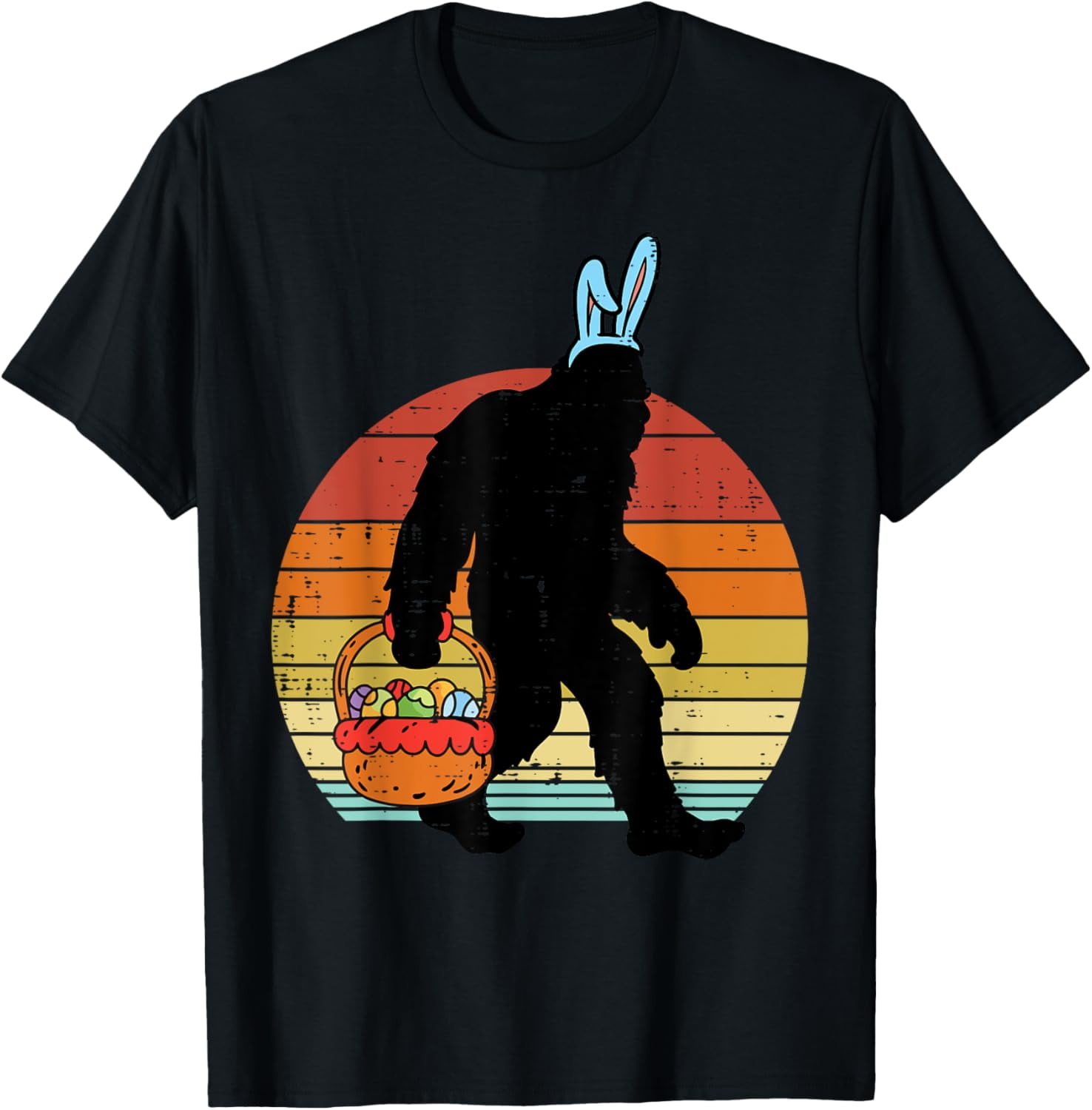 Bigfoot Sasquatch Bunny Easter Eggs Retro Men Women Kids T-Shirt men ...