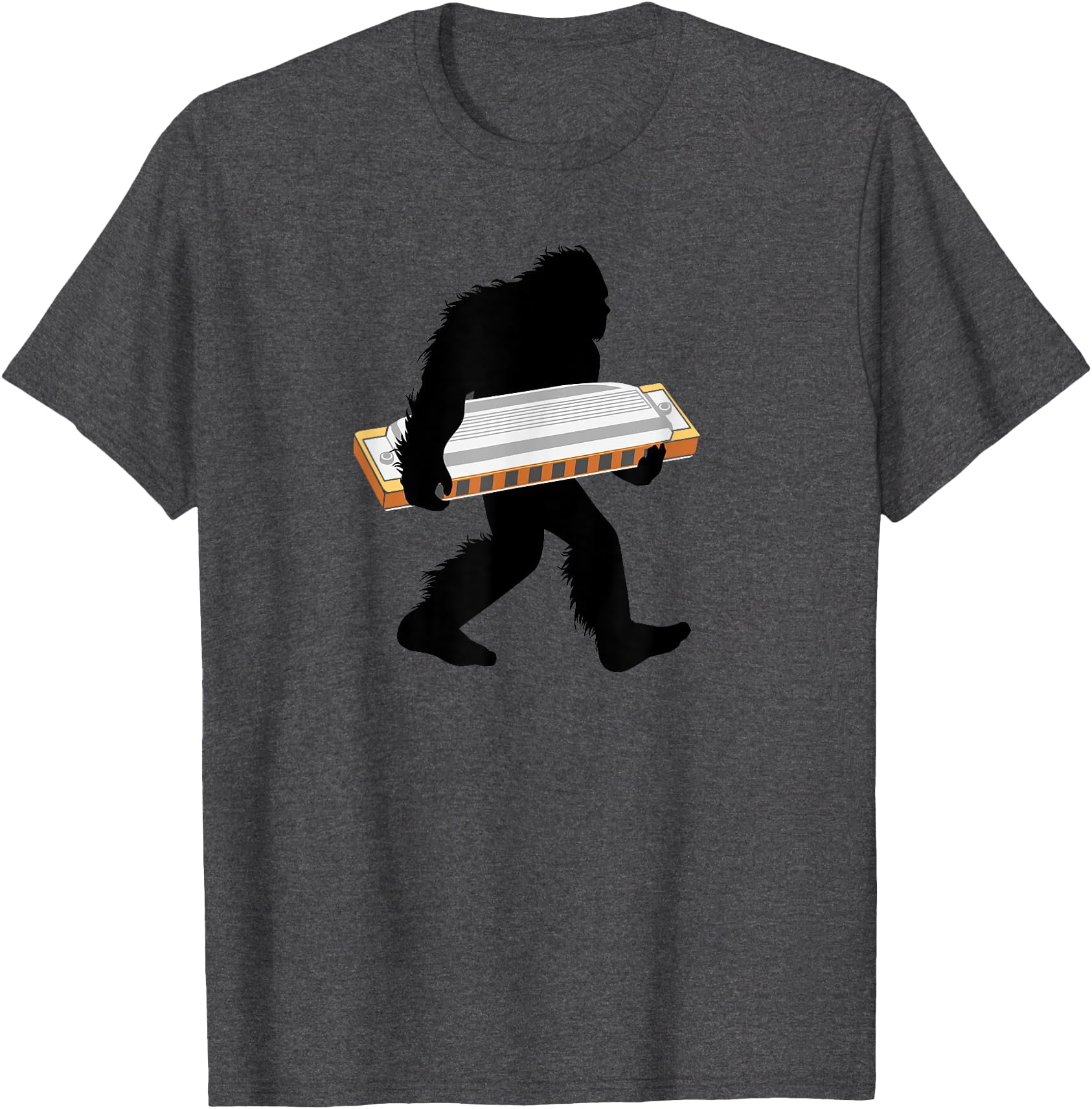 Bigfoot Sasquatch Carrying Harmonica Reed Instrument Softstyle Unisex T ...