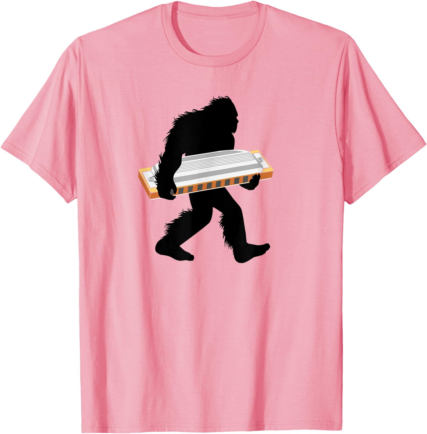 Bigfoot Sasquatch Carrying Harmonica Reed Instrument Softstyle Unisex T ...