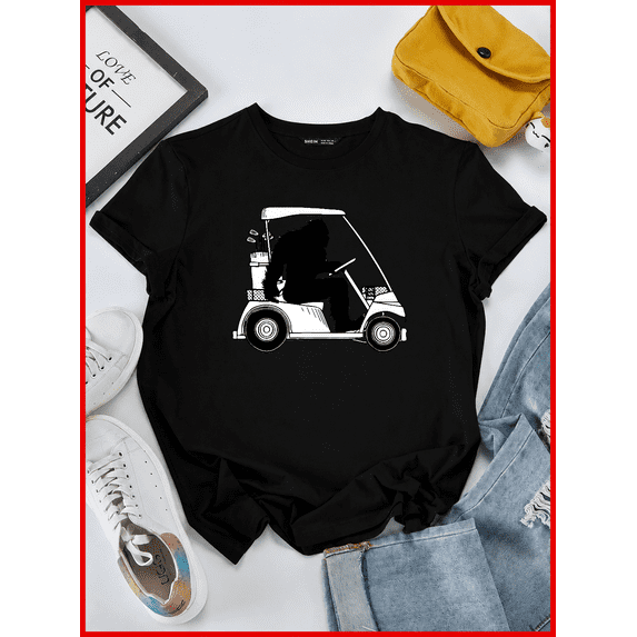 Bigfoot Sasquatch Driving Golf Cart Links Fairway Cryptid Sports Unisex ...