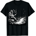 Bigfoot Sasquatch Guitar Campfire Camping Graphic Black T-Shirt for Men ...