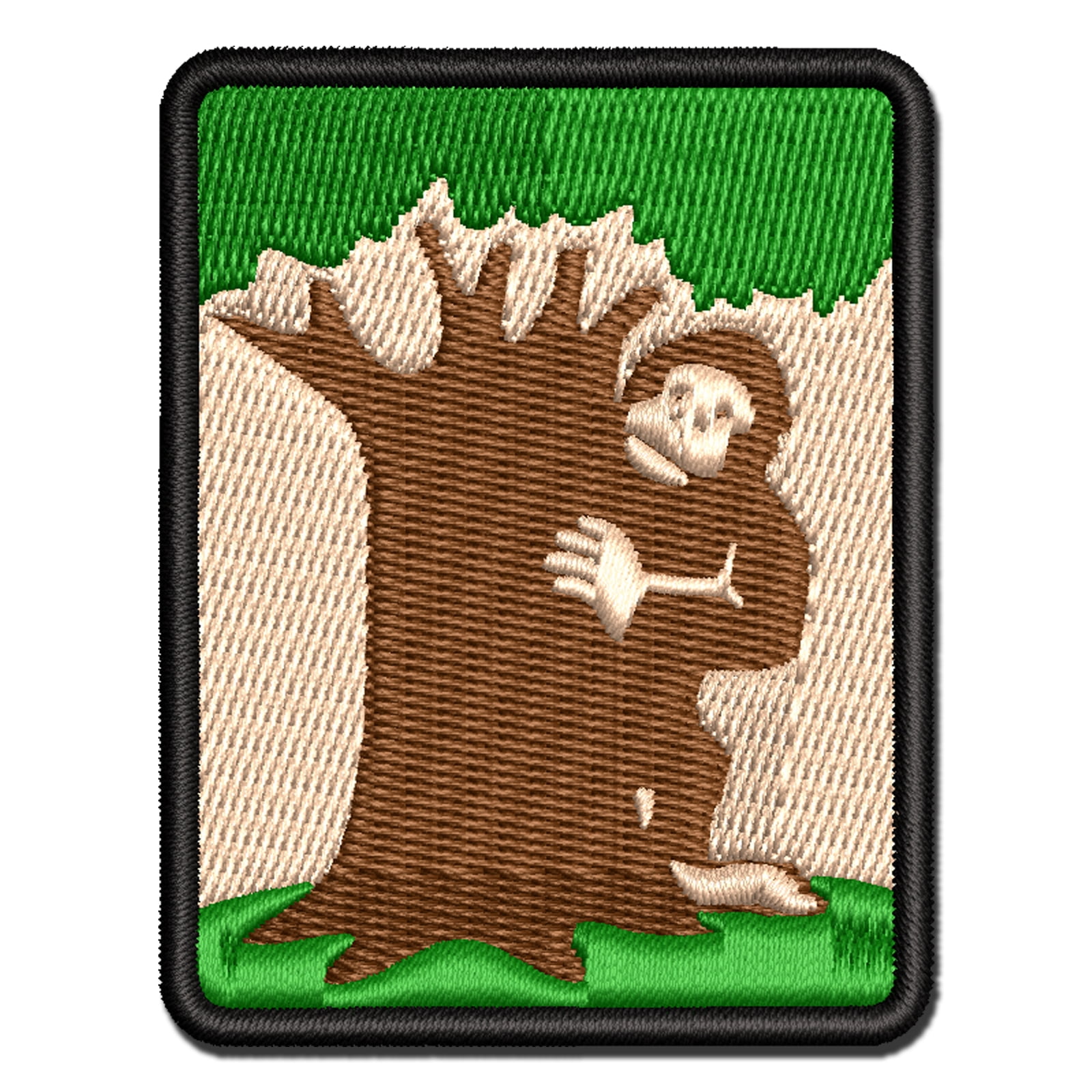 Bigfoot Sasquatch Hiding Behind Tree Applique Multi-Color Embroidered ...