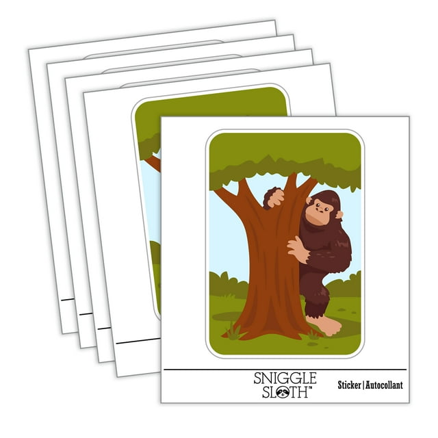 Bigfoot Sasquatch Hiding Behind Tree Car Window Bumper Water Bottle ...