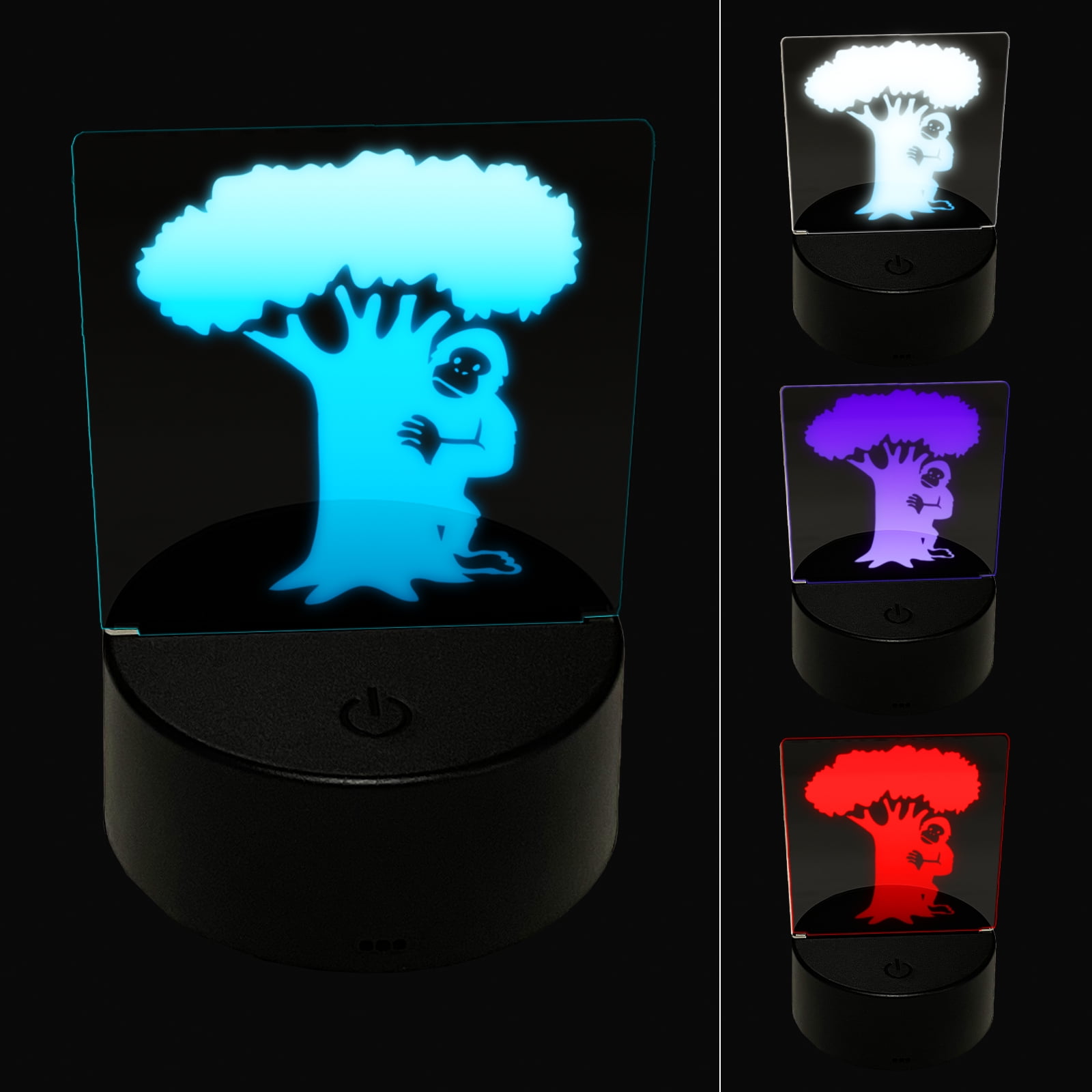 Bigfoot Sasquatch Hiding Behind Tree LED Night Light Sign 3D Illusion ...